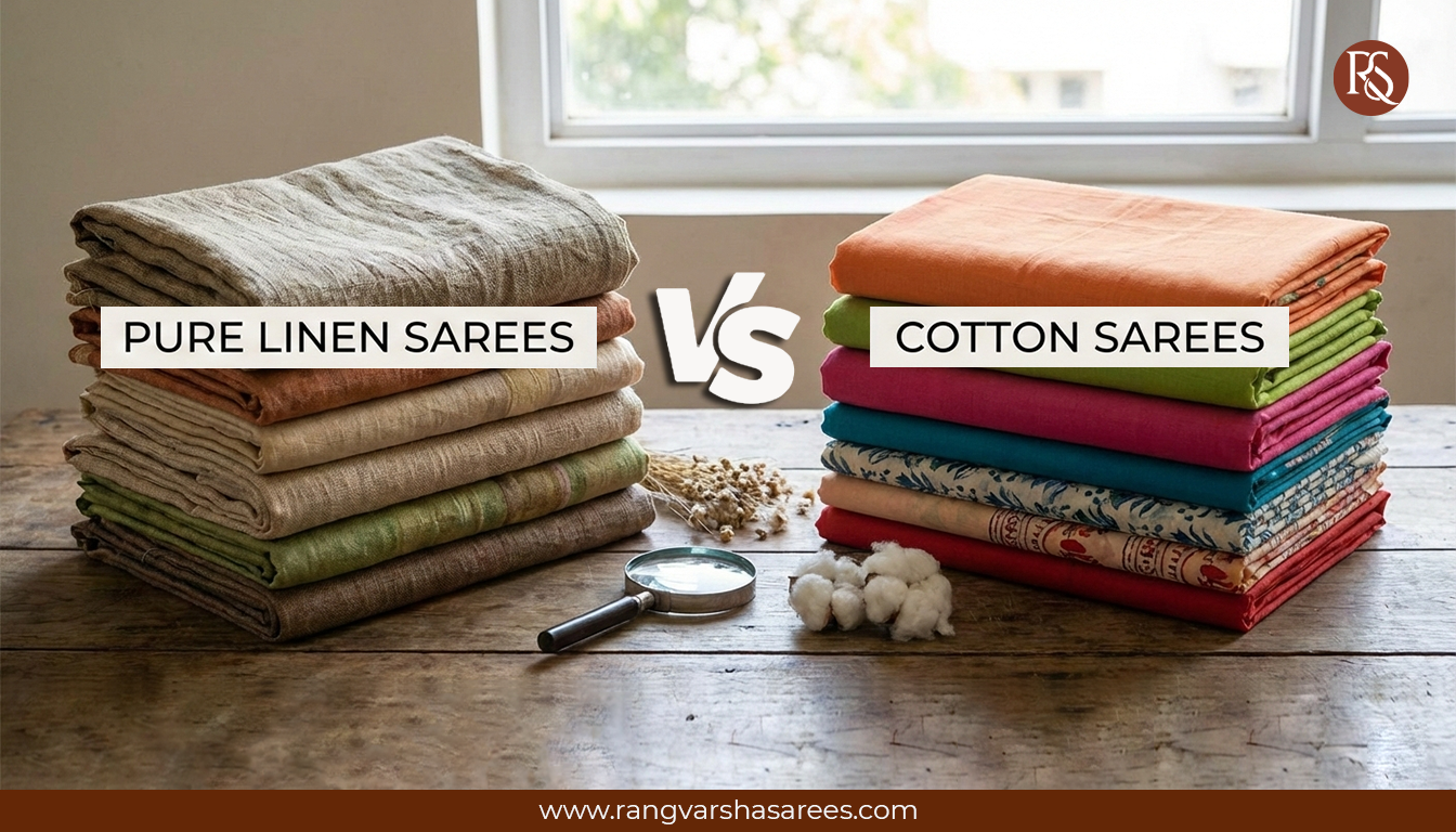 Pure Linen vs Cotton Sarees: Which Fabric is Right for You – Rangvarsha ...